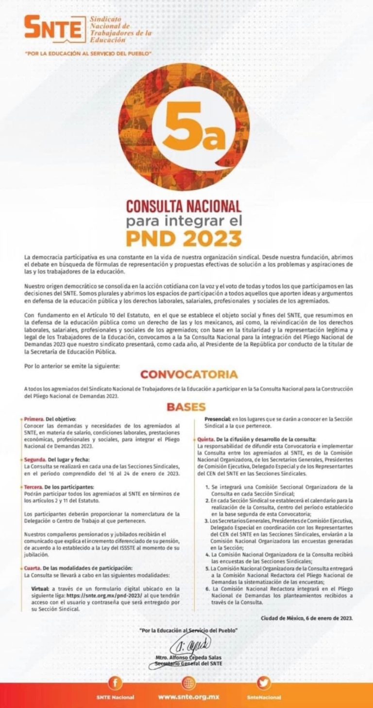 Consulta Nacional para integrar el PND 2023 - Sección 10 - SNTE